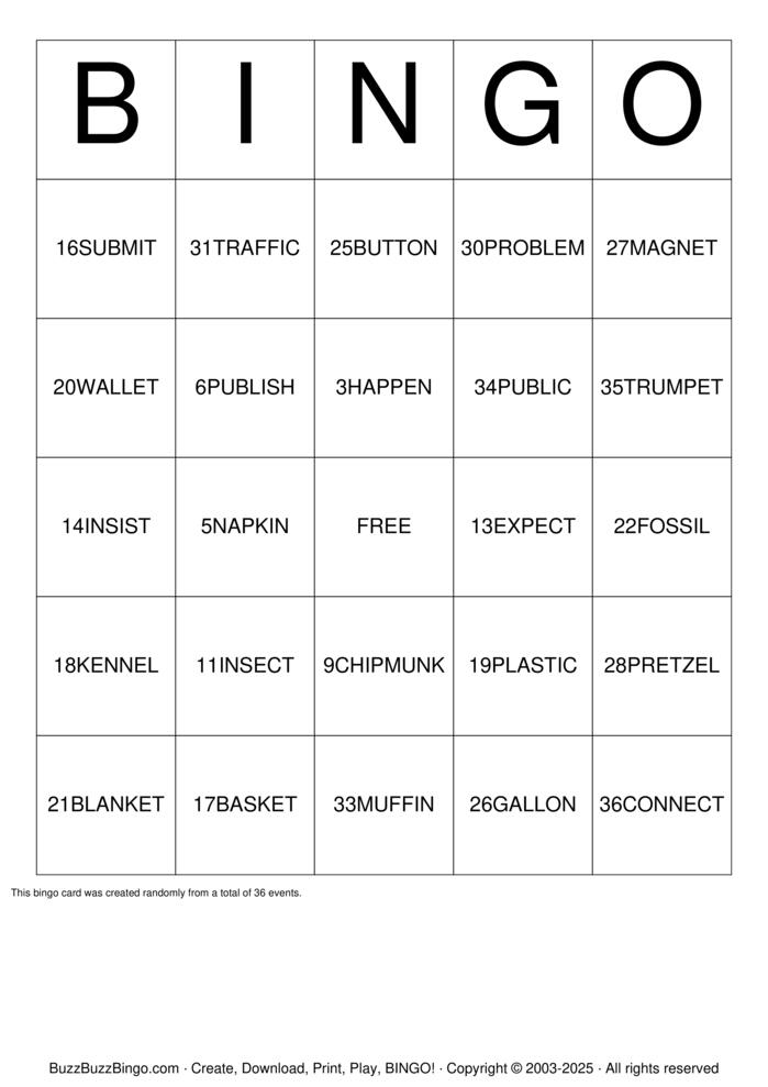 Numbers 1-36 Bingo Cards to Download, Print and Customize!