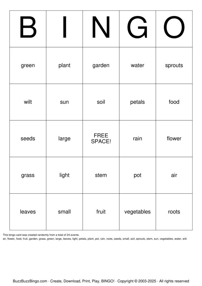 Plant Bingo Cards to Download, Print and Customize!
