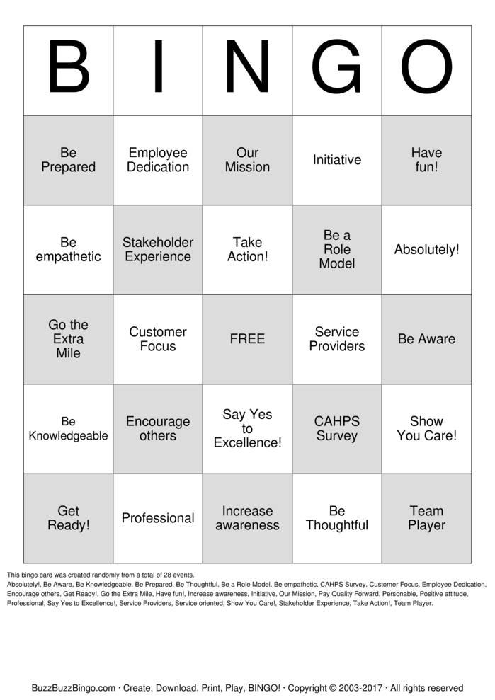Say Yes to Excellence! Bingo Cards to Download, Print and Customize!