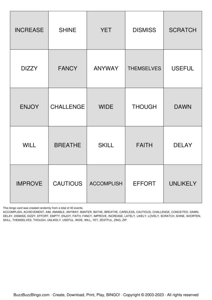 Vocabulary Bingo Cards to Download, Print and Customize!