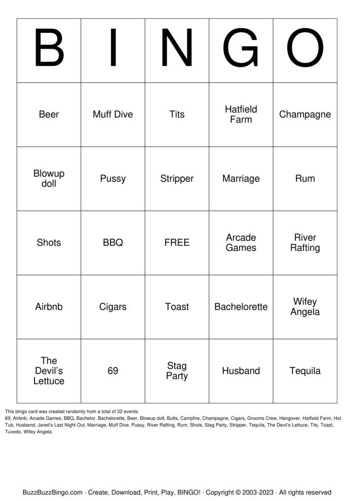 Bachelor Party Bingo Cards to Download, Print and Customize!