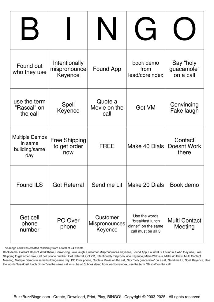 Cold Call Blitz Bingo Cards to Download, Print and Customize!