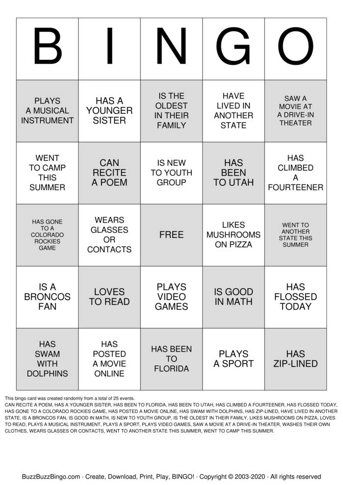 Human Bingo Icebreaker