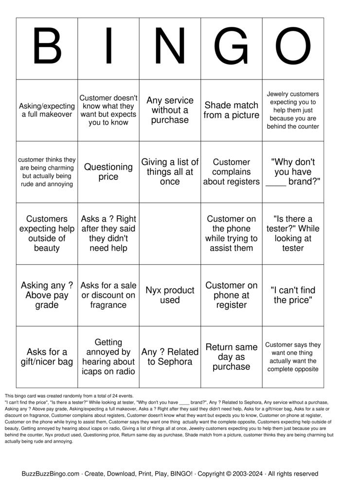 JCP Beauty Bingo Bingo Cards to Download, Print and Customize!