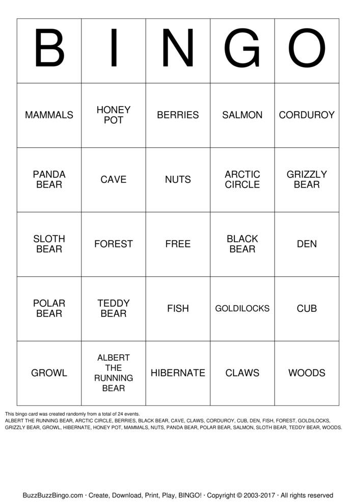 TEDDY BEAR Day Bingo Cards to Download, Print and Customize!