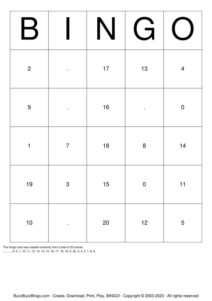Zahlenbingo bis 20 Bingo Cards to Download, Print and Customize!