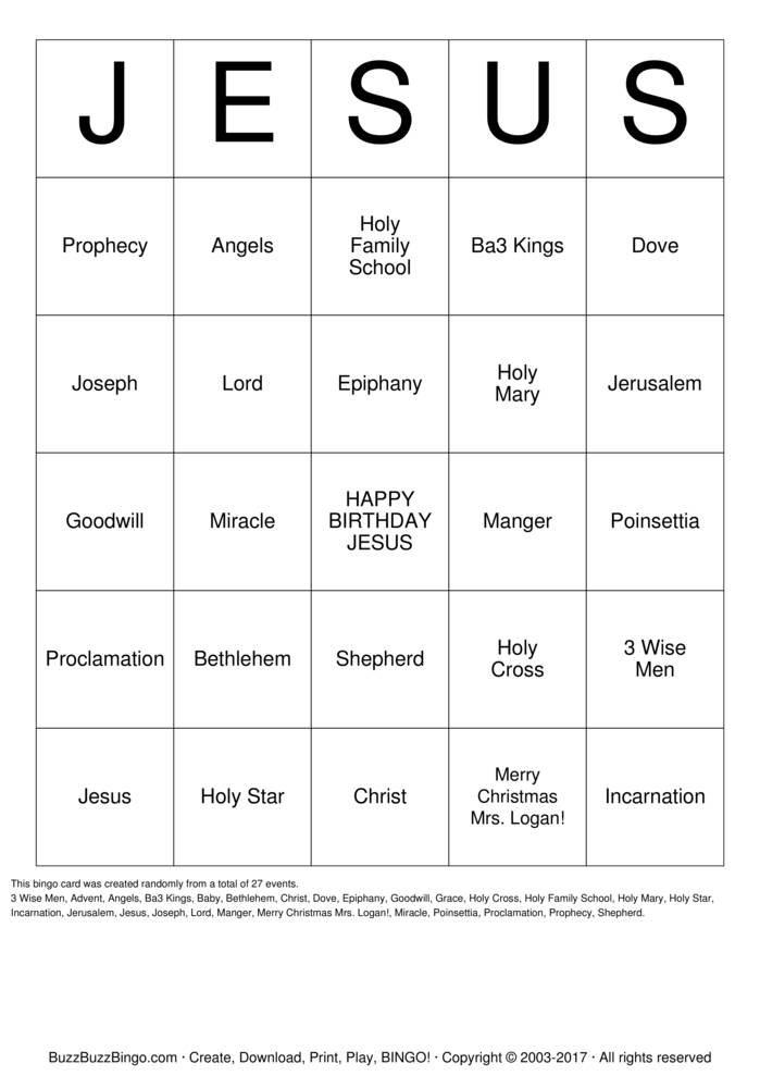 jesus Bingo Cards to Download, Print and Customize!