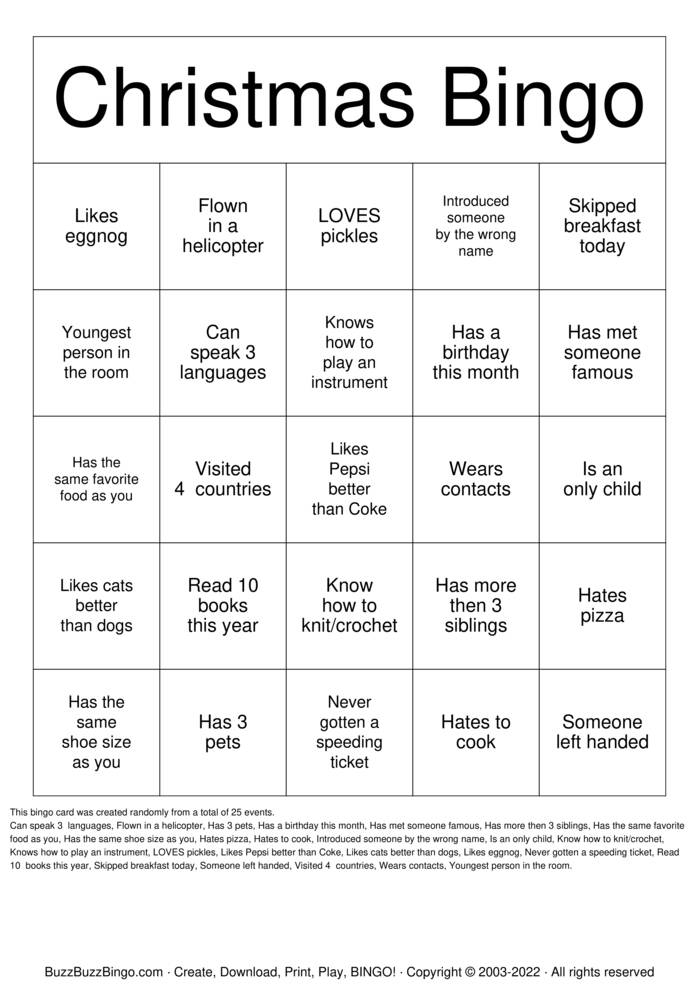 Christmas Bingo Bingo Cards to Download, Print and Customize!