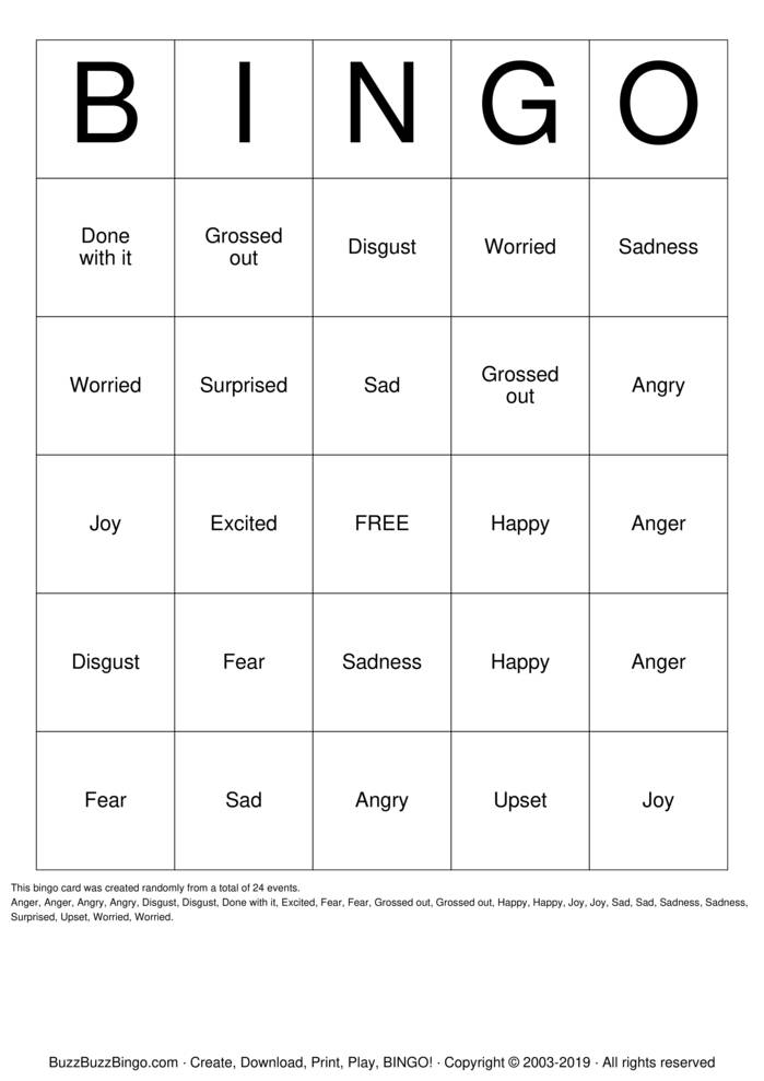 Emotions Bingo Cards to Download, Print and Customize!