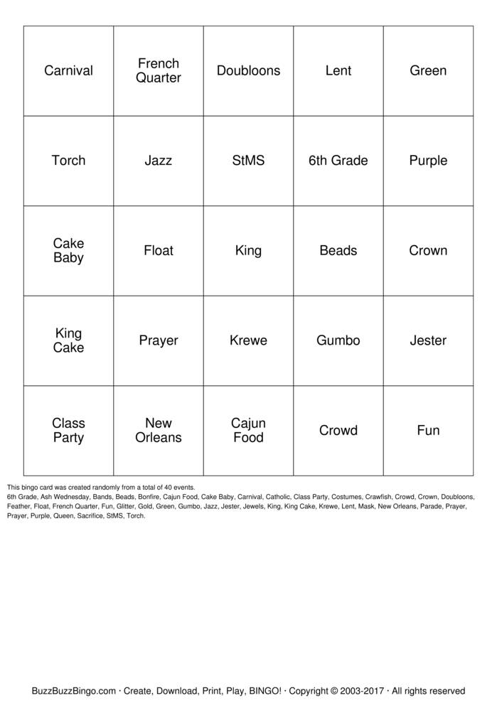 Mardi Gras Bingo Bingo Cards to Download, Print and Customize!