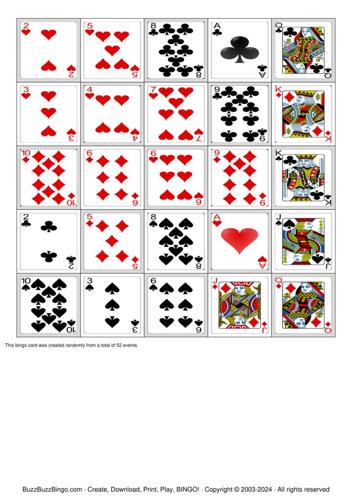 Pokeno with Face Cards Bingo Cards to Download, Print and Customize!