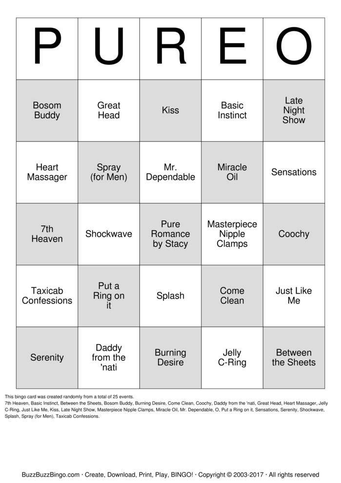 Stacy's Pure Romance Bingo Cards to Download, Print and Customize!