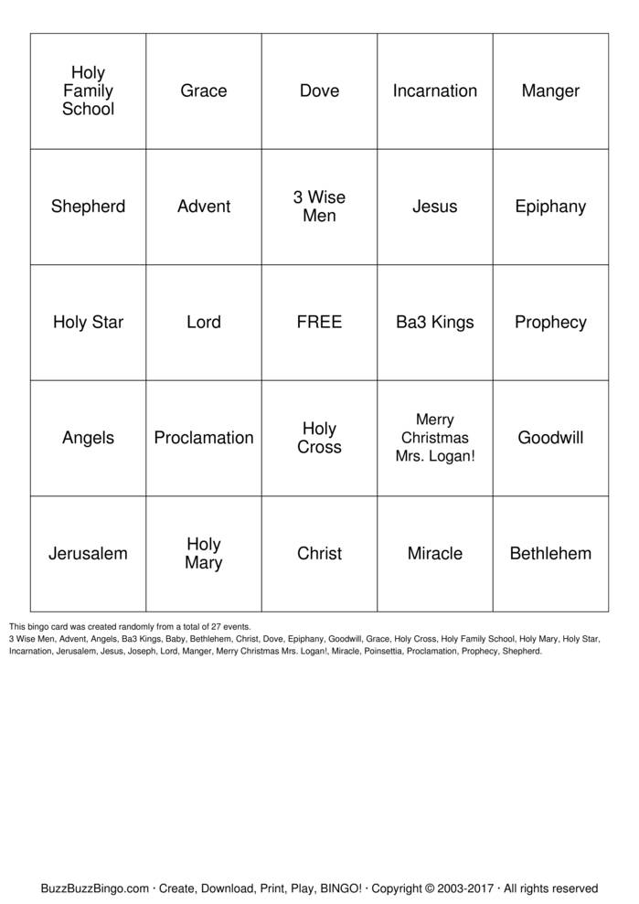 jesus bingo Bingo Cards to Download, Print and Customize!