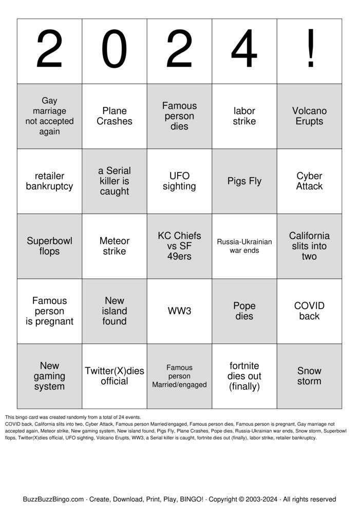 2024 Superbowl Bingo Cards to Download, Print and Customize!