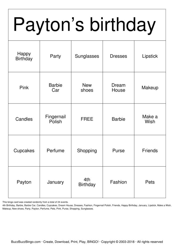 Barbie Bingo Cards to Download, Print and Customize!