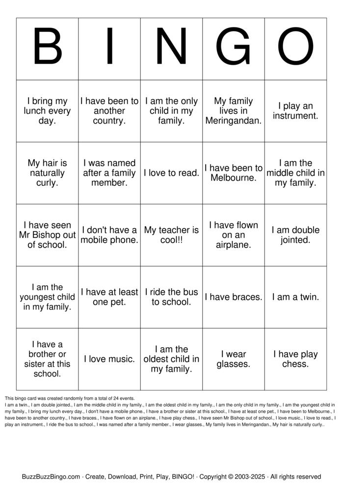 Classmate Bingo Bingo Cards to Download, Print and Customize!