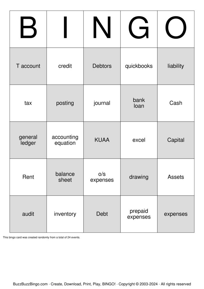 KUAA Bingo Cards to Download, Print and Customize!
