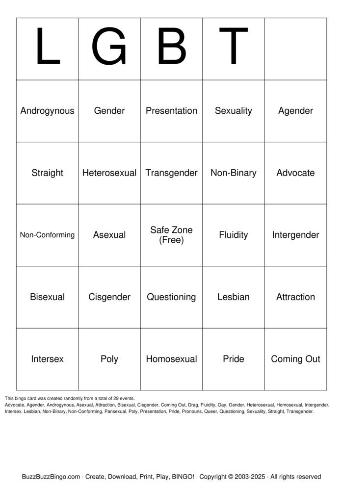 LGBTQIA Bingo Cards to Download, Print and Customize!