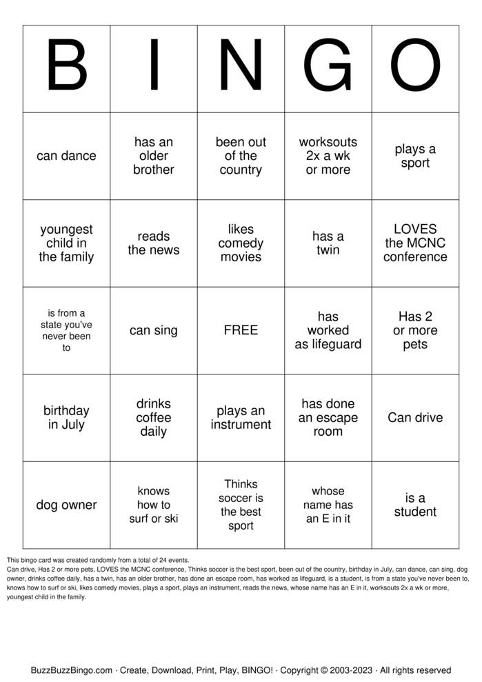 Meet & Greet Bingo Cards to Download, Print and Customize!