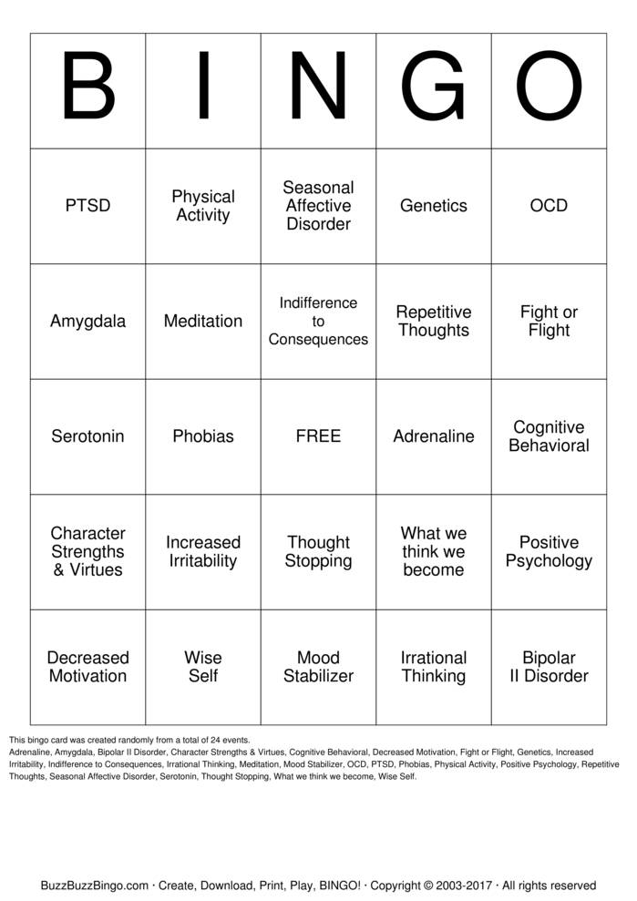 Mental Health Bingo Cards to Download, Print and Customize!