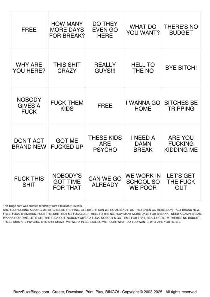 SCHOOL EDITION Bingo Cards to Download, Print and Customize!