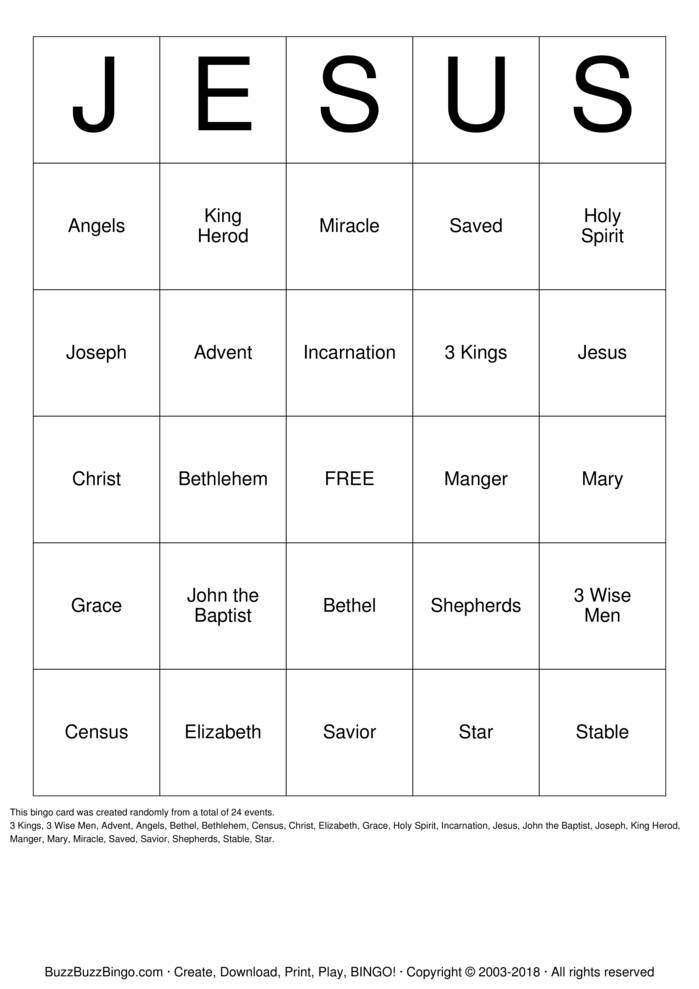 JESUS Bingo Cards to Download, Print and Customize!