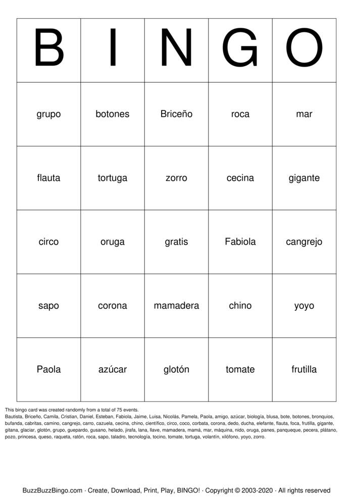 Palabras de uso frecuente Bingo Cards to Download, Print and Customize!