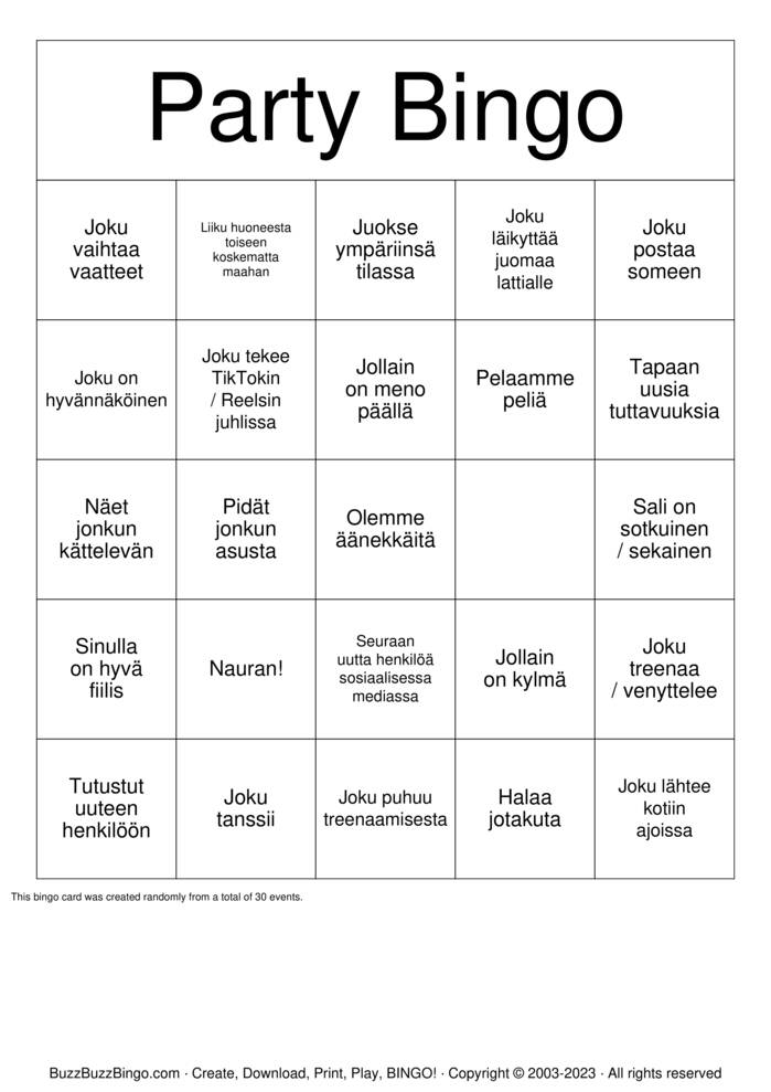 Printable Party Bingo Cards Create Your Own Bingo Cards: Free