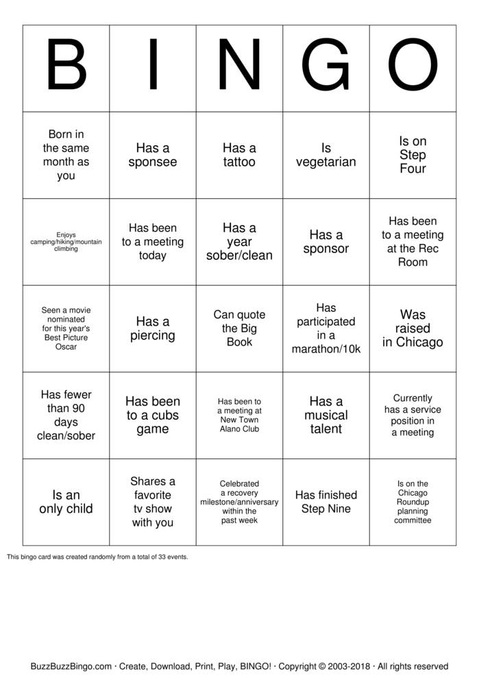 anonymous Bingo Cards to Download, Print and Customize!