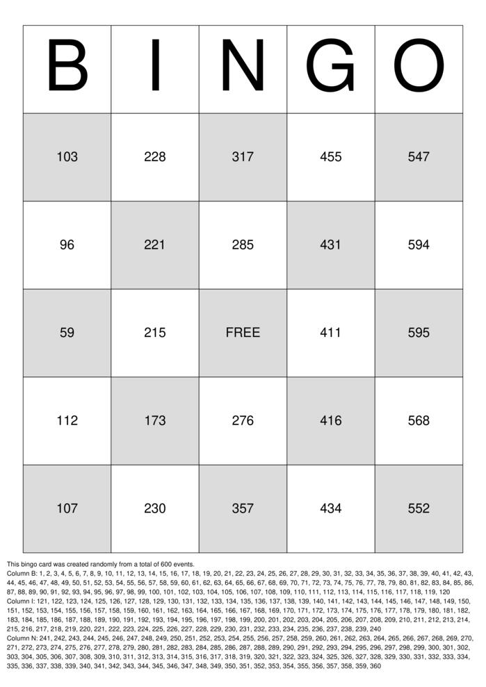 Classic Numbers 1-90 Bingo Cards to Download, Print and Customize!