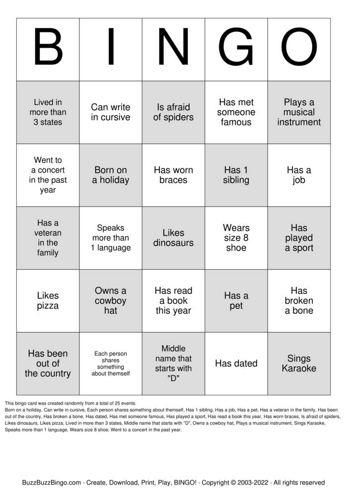 Classmate Bingo Bingo Cards to Download, Print and Customize!