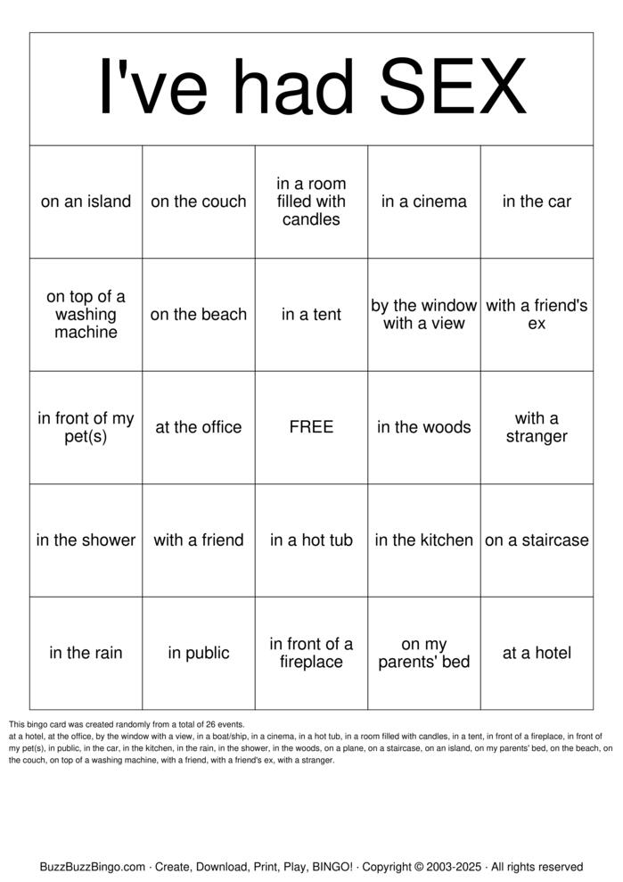 Sex Bingo Bingo Cards To Download Print And Customize