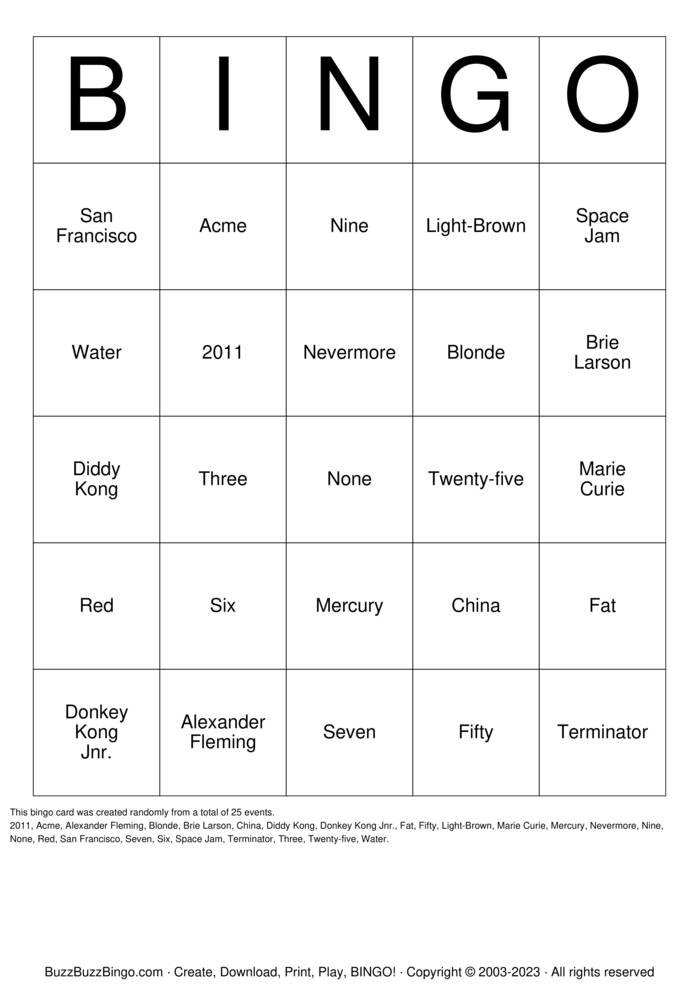 Trivia Bingo Bingo Cards to Download, Print and Customize!