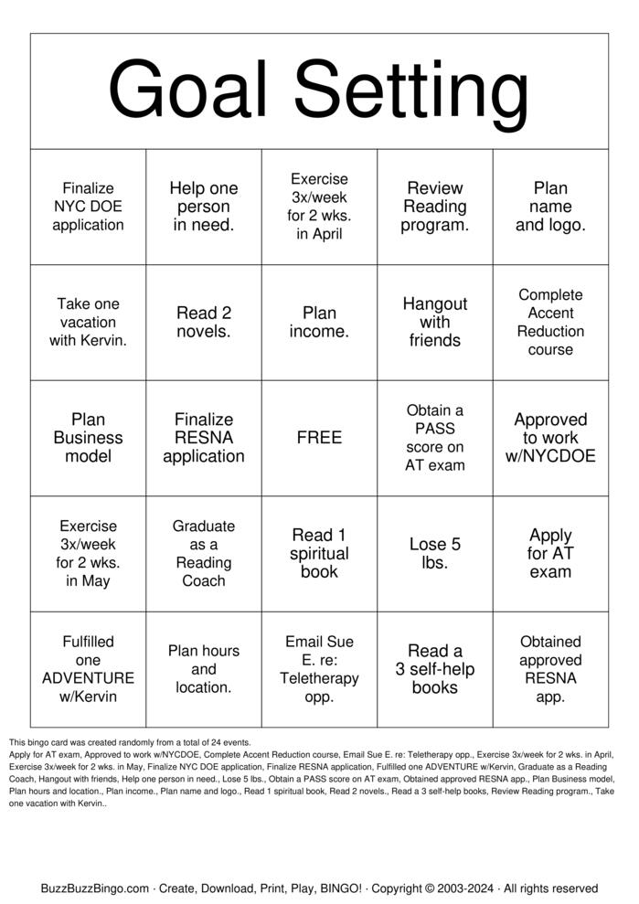 2nd Quarter goals Bingo Cards to Download, Print and Customize!