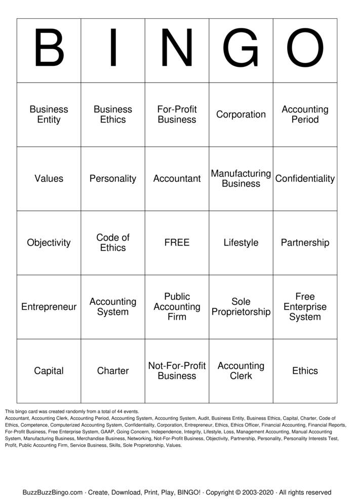 Accounting Bingo Cards to Download, Print and Customize!