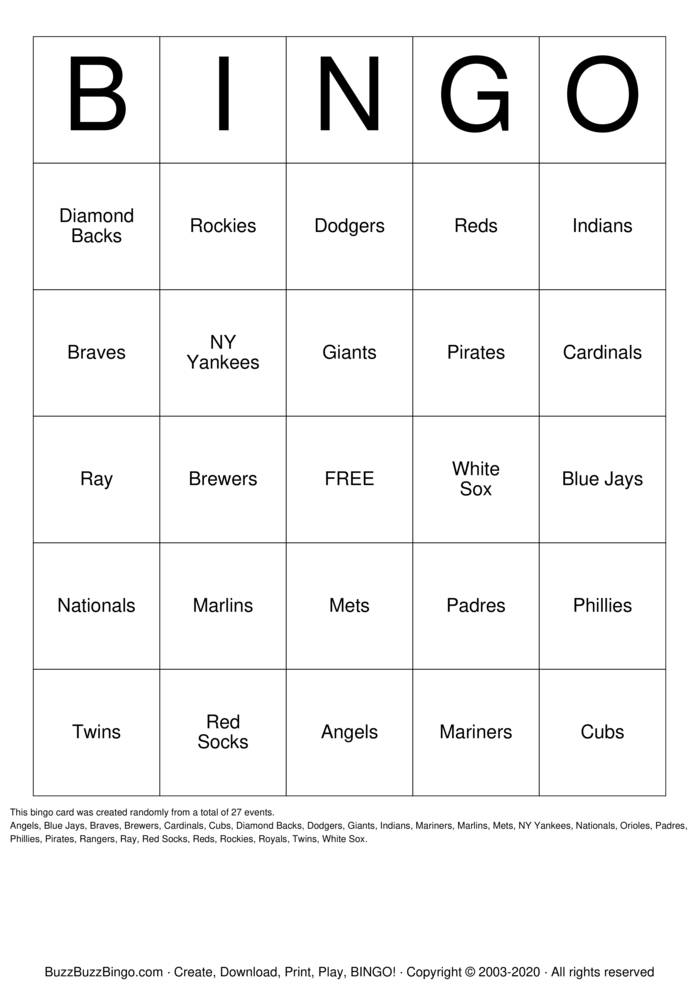 Baseball Bingo Cards to Download, Print and Customize!