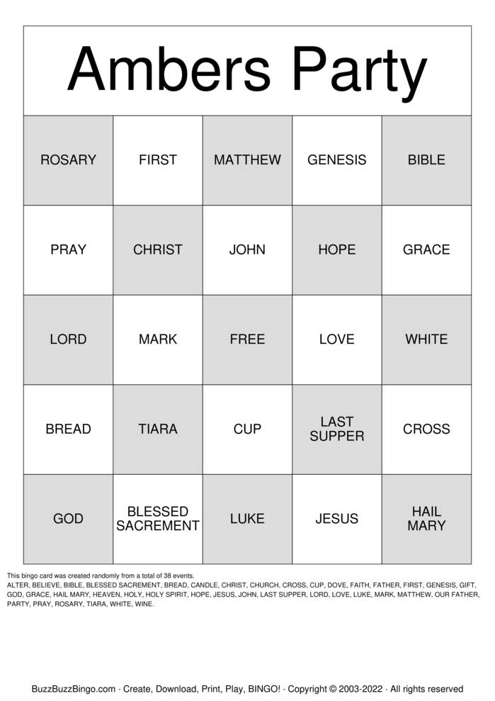 FIRST COMMUNION Bingo Cards to Download, Print and Customize!