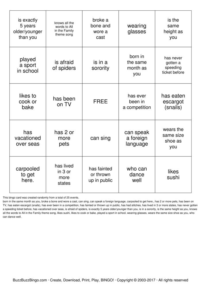 Getting to Know Each Other Bingo Cards to Download, Print and Customize!