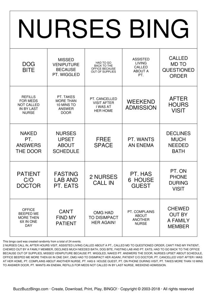 Nurse Bingo Cards to Download, Print and Customize!