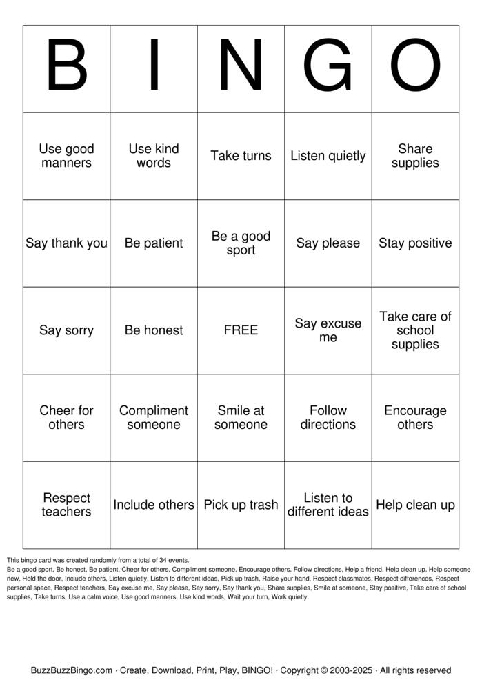 Respect Bingo Cards to Download, Print and Customize!