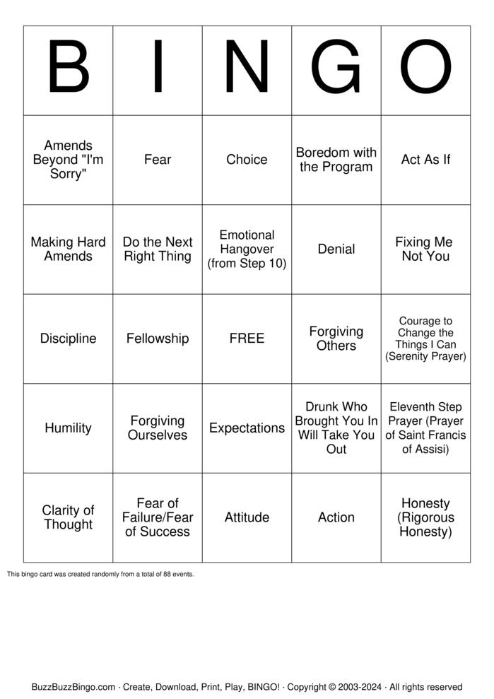 Sobriety Bingo Cards to Download, Print and Customize!