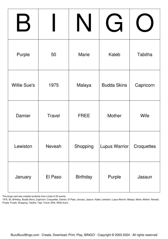 50th Birthday Bingo Cards to Download, Print and Customize!