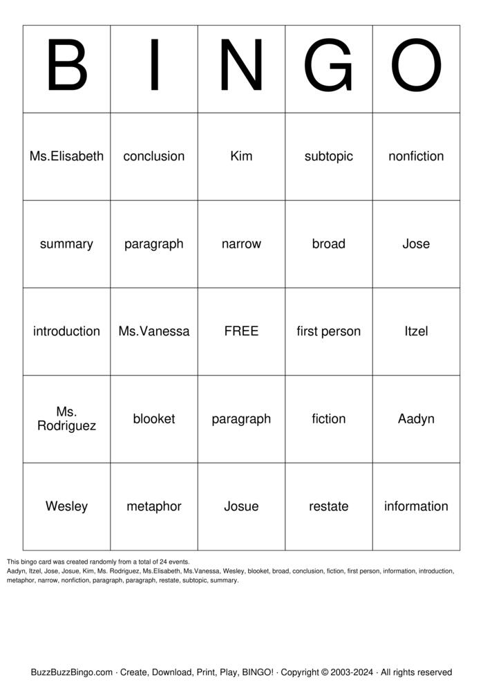 ELA Bingo Cards to Download, Print and Customize!