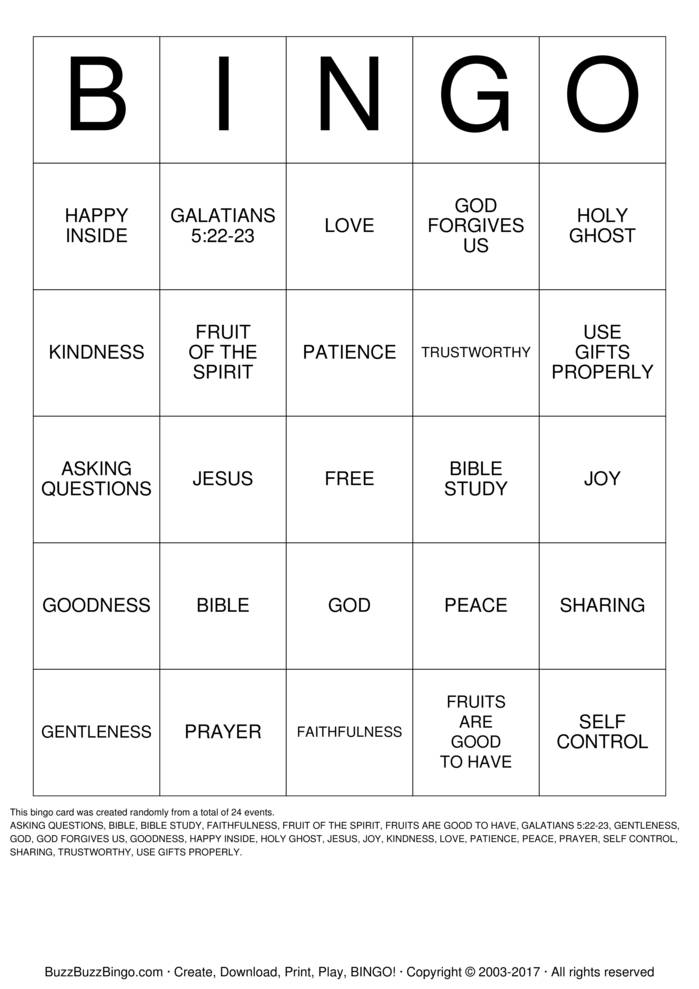 Fruit of the Spirit Bingo Cards to Download, Print and Customize!