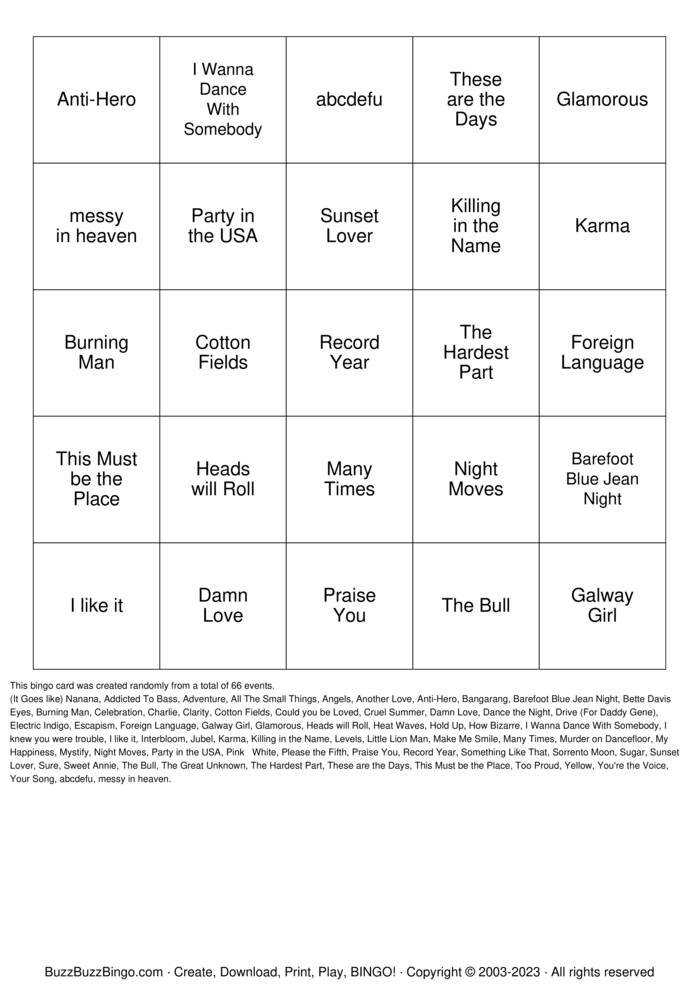 SINGO Bingo Cards to Download, Print and Customize!