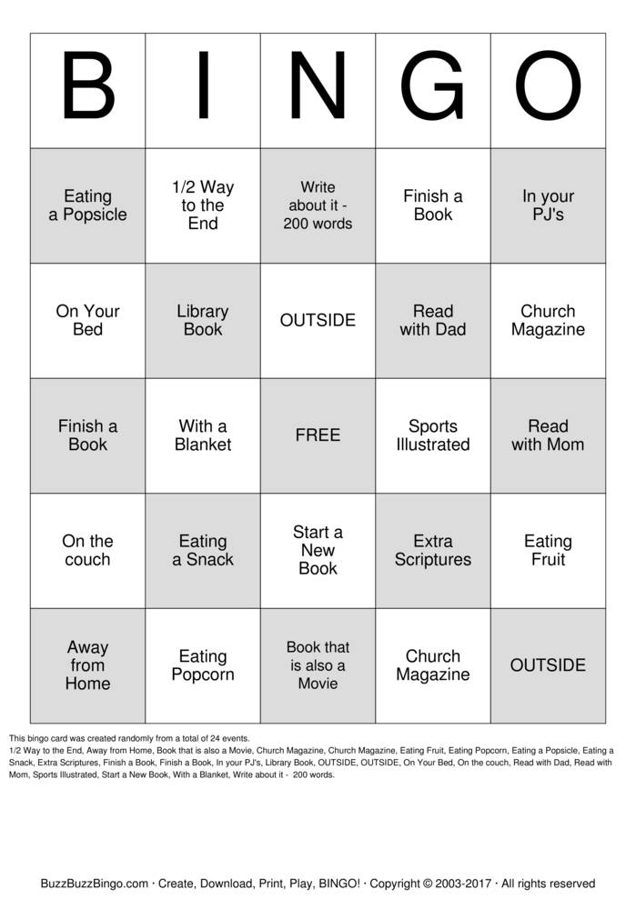 Summer Reading Bingo Bingo Cards To Download Print And Customize 