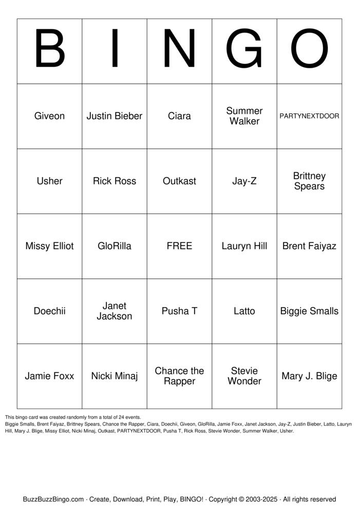 Musical Bingo Bingo Cards to Download, Print and Customize!