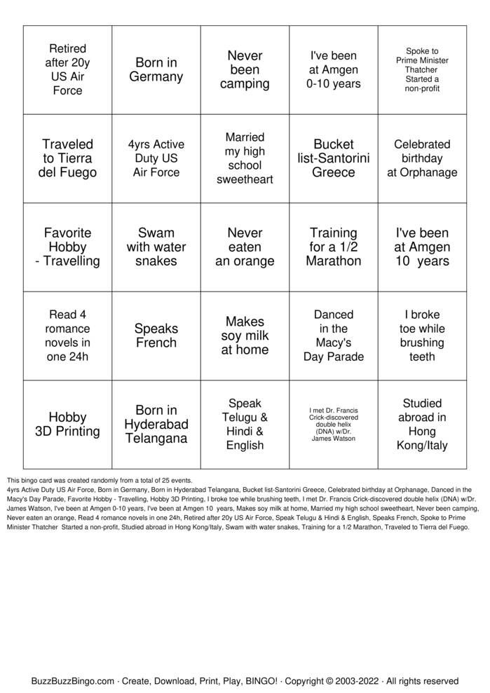 People Bingo Cards to Download, Print and Customize!