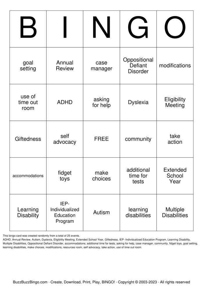 Self-Advocacy Bingo Bingo Cards to Download, Print and Customize!