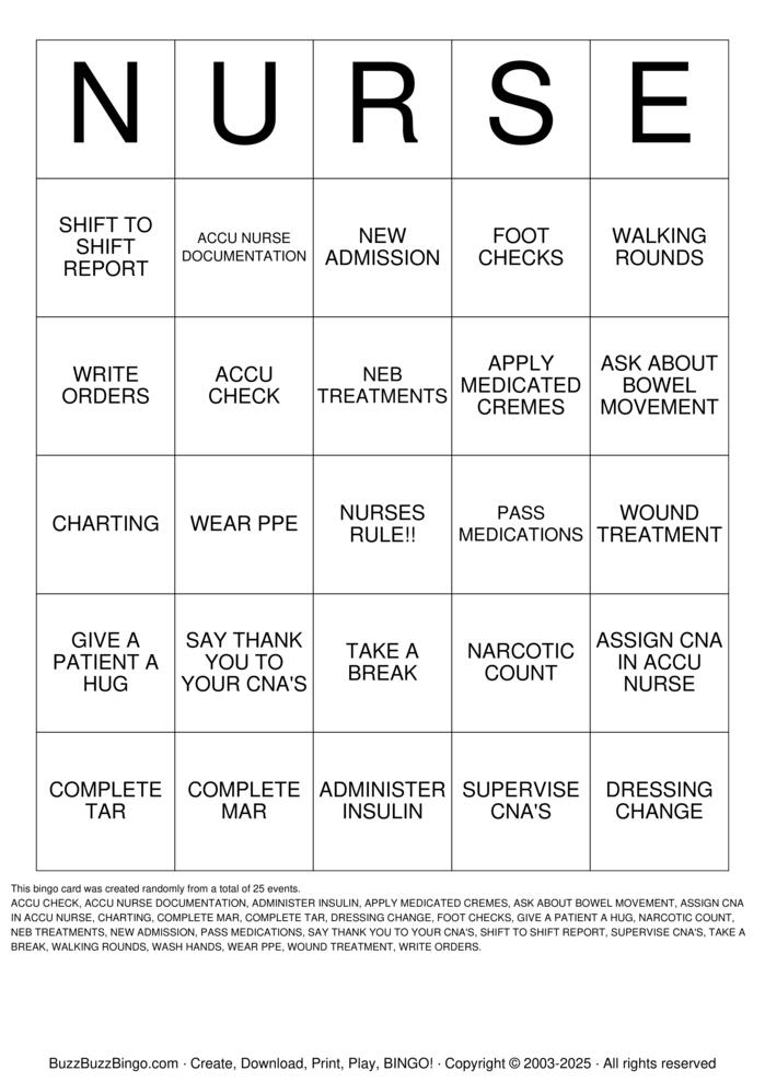 CNA WEEK Bingo Cards to Download, Print and Customize!